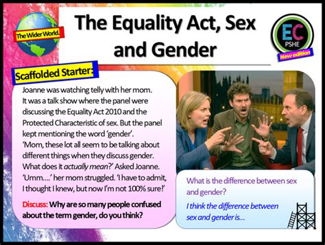 The Equality Act Sex And Gender Pshe Citizenship Lesson Ec Publishing