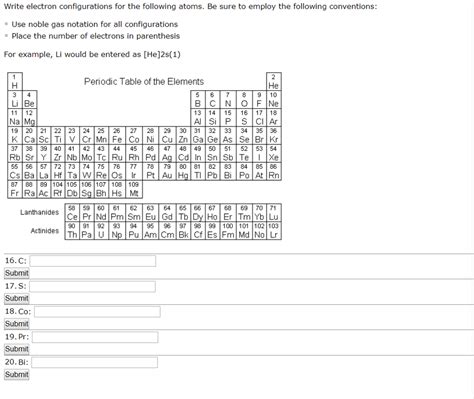 Solved Write Electron Configurations For The Following