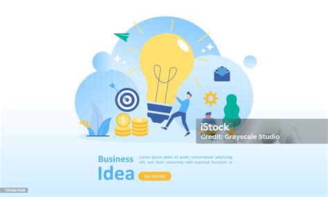 비즈니스 브레인 스토밍 큰 노란 전구 램프와 팀워크에 대 한 아이디어 개념 웹 방문 페이지 Ui 모바일 앱 배너 서식 파일에