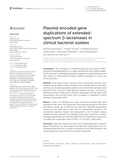Pdf Plasmid Encoded Gene Duplications Of Extended Spectrum β Lactamases In Clinical Bacterial