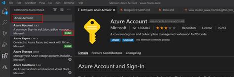 09 Install Azure Account Extension Vs Code 1024x338png Biztalkgurus