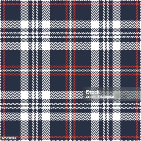 파란색 빨간색 흰색 격자 무늬 헤링본 질감의 매끄러운 타탄 체크 격자 무늬 배경플란넬 셔츠 스커트 담요 또는 기타 현대적인 봄 여름 겨울 직물 디자인 0명에 대한 스톡 벡터