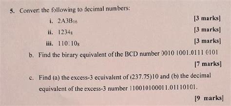 Solved Convert The Following To Decimal Numbers I A B Chegg Com