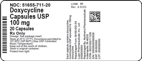 Fda Label For Doxycycline Capsule Oral Indications Usage And Precautions