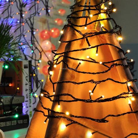 Lampu Lip Lap Raya 10M Led Christmas Fairy String Light Outdoor Black Wire Wedding Party Holiday