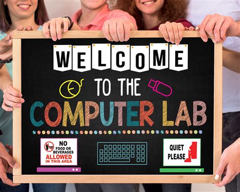 Printable Computer Lab Sign Black Welcome To The Computer Lab Pdf Sc — Posh Park