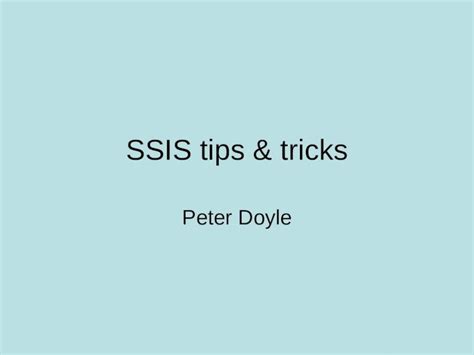 ppt ssis tips and tricks dokumen tips