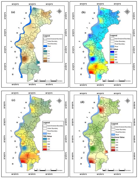 Spatial Distribution Maps Of Water Quality Parameters A Ph B Ec Download Scientific