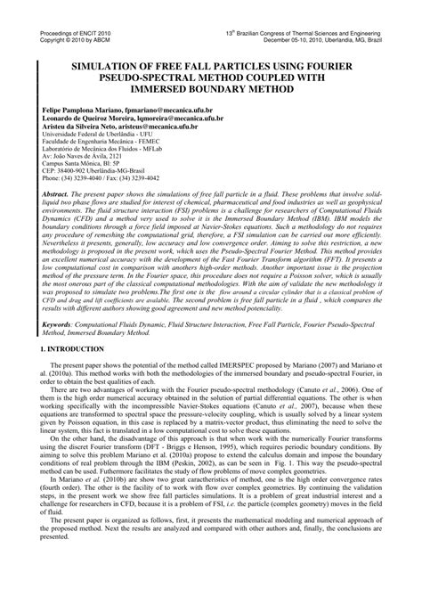 Pdf Simulation Of Free Fall Particles Using Fourier Pseudo Spectral Method With Immersed
