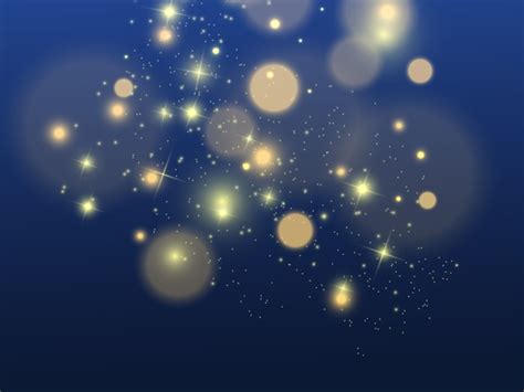 흰색 불꽃과 황금 별이 반짝이는 특수 조명 효과 반짝이는 마법 가루 입자 프리미엄 벡터