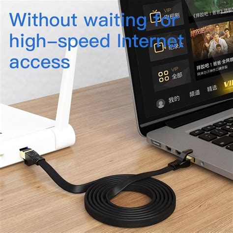5m U Kcom Cat8 Ethernet Cable 40gbps Flat Gold Plated Network Lan Cable