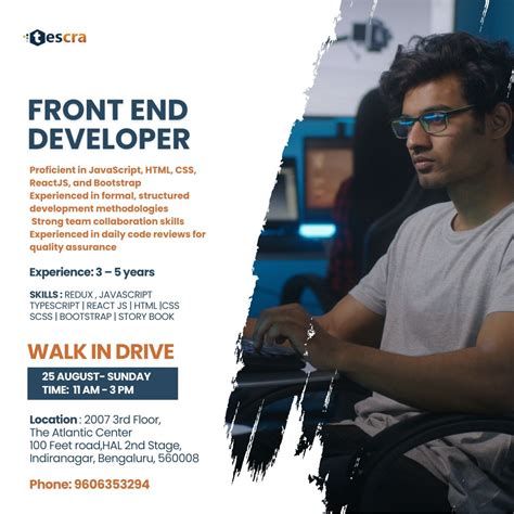 Tescra Software Walkin Frontenddeveloper Html Css Reactjs Bootstrap Javascript