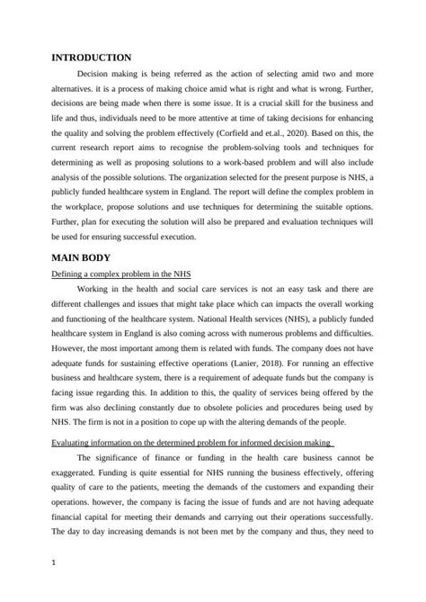 Tools And Techniques For Problem Solving And Decision Making In Nhs