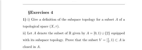 Solved Exercises I Give A Definition Of The Subspace Chegg Com
