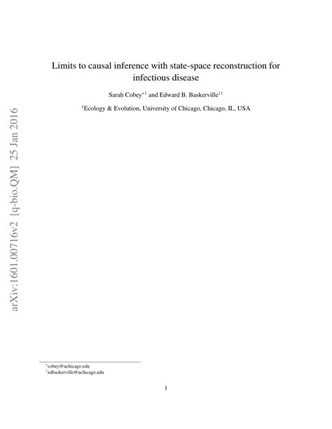 Pdf Limits To Causal Inference With State Space Reconstruction For Infectious Disease