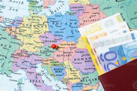 Various Locations With Pins Push Pin On Map Closeup Stock Photo At Vecteezy