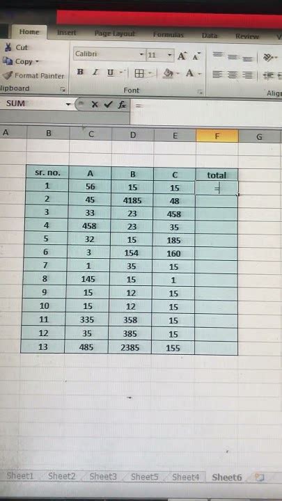 Sum Total Formula In Excell Youtube