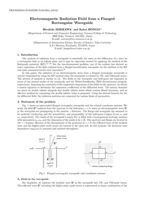 Pdf Electromagnetic Radiation Field From A Flanged Rectangular Waveguide