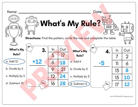 Function Machines Whats My Rule Input And Output Tables Robot Theme