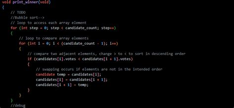 Cs50 Stuck In Plurality Check50 Gives Error For Print Winner Function Manual Check Seems To Be