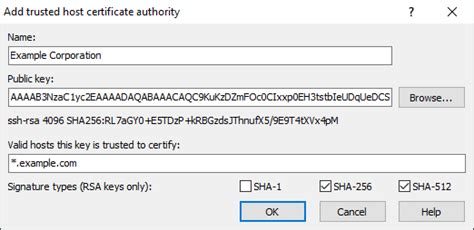 Trusted Host Certificate Authority Dialog Winscp