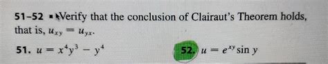 Solved AVerify That The Conclusion Of Clairaut S Chegg