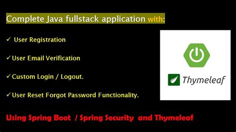 Java Full Stack Development With Spring Boot Spring Security And Thymeleaf Email Verification