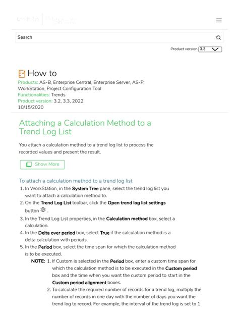 Attaching A Calculation Method To A Trend Log List Pdf