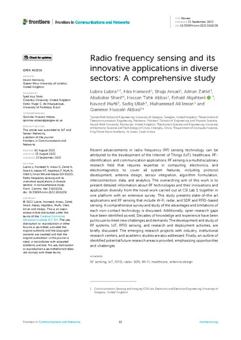 Radio Frequency Sensing And Its Innovative Applica RF Sensing Is A Multidisciplinary Research