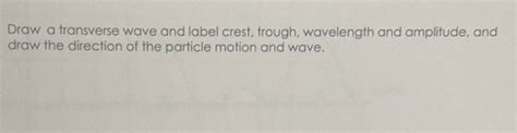 Draw A Transverse Wave And Label Crest Trough Wavelength And Amplitude And Draw The Direction
