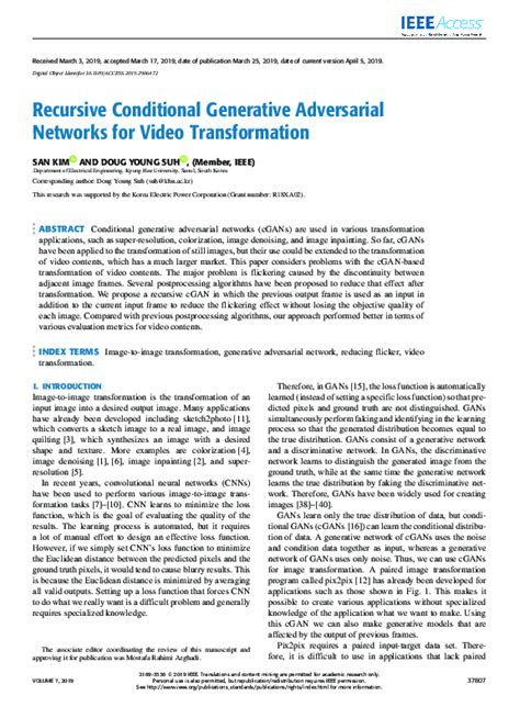 Pdf Recursive Conditional Generative Adversarial Networks For Video