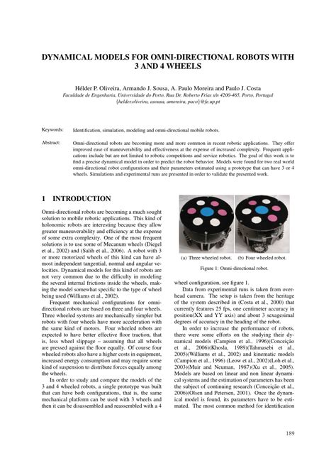 Pdf Dynamical Models For Omni Directional Robots With 3 And 4 Wheels