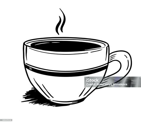 인쇄에 좋은 낙서의 스타일로 손으로 그린 커피 머그잔 흰색 배경에 격리된 벡터 그림 0명에 대한 스톡 벡터 아트 및 기타 이미지 0명 검은색 낙서 드로잉 Istock