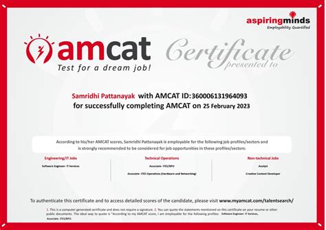 Samridhi Pattanayak On Linkedin Amcatcertification Skillsvalidation Nextchapterbegins Grateful