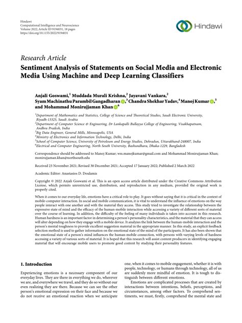 PDF Sentiment Analysis Of Statements On Social Media And Electronic Media Using Machine And