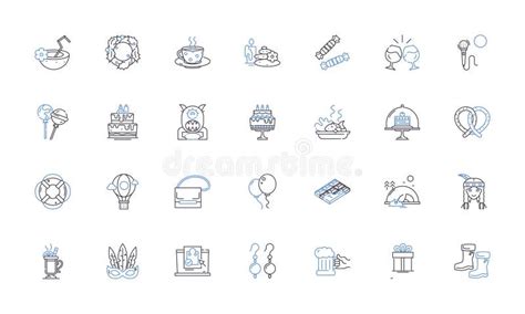 Gathering Line Icons Collection Celebration Assembly Meetup