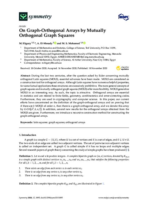 Pdf On Graph Orthogonal Arrays By Mutually Orthogonal Graph Squares