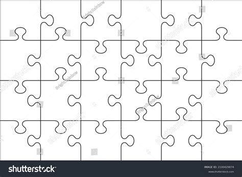 Puzzle Pieces Set Jigsaw Outline Grid Stock Vector Royalty Free