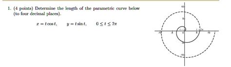 Solved Determine The Length Of The Parametric Curve Below To Four Decimal Places X Tcost