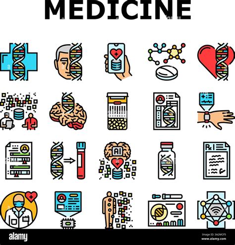 Personalized Medicine Genomics Icons Set Vector Stock Vector Image And Art Alamy