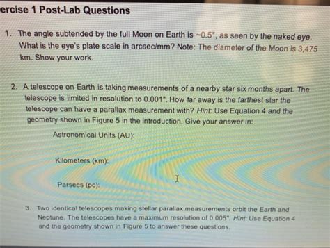 Solved Ercise 1 Post Lab Questions 1 The Angle Subtended By