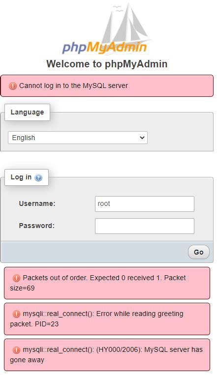 phpmyadmin docker error mysql server has gone away · issue 16247 · phpmyadmin phpmyadmin · github