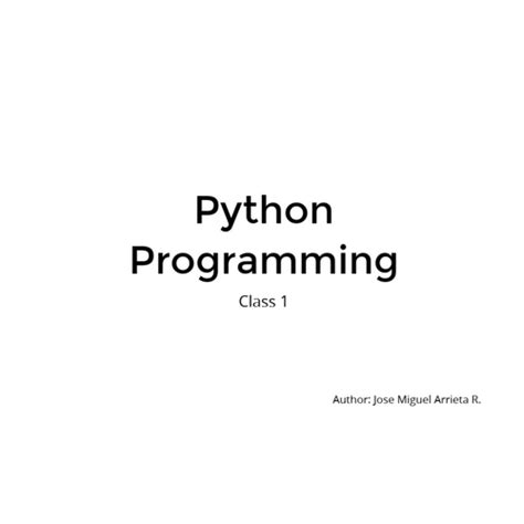 Python Programming Class 1