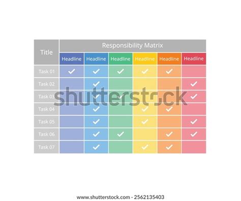 authorization matrix list roles be assigned stock vector royalty free