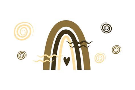 추상적인 보헤미안 무지개 중세기 보호 인쇄 흙 톤 모래 색상 지구 색조의 벽 장식 포스터 소셜 미디어 웹 사이트 표지 티셔츠 인쇄를위한 벡터 디자인 0명에 대한 스톡 벡터