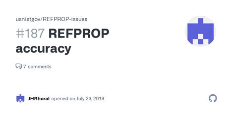 Refprop Accuracy Issue Usnistgov Refprop Issues Github