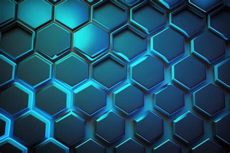 Premium Photo Realistic Blue Hexagon Pattern Background Illustration Ai Generative