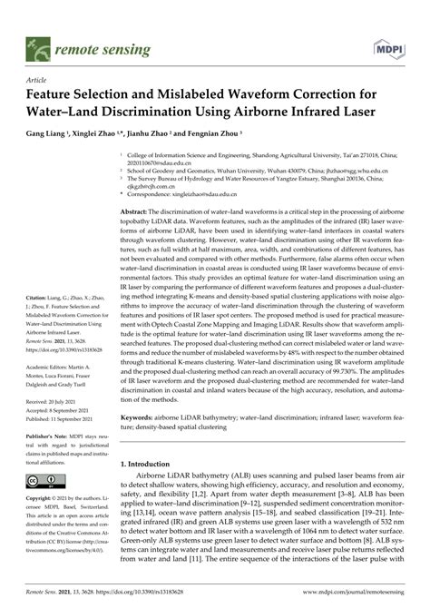 Pdf Feature Selection And Mislabeled Waveform Correction For Water Land Discrimination Using