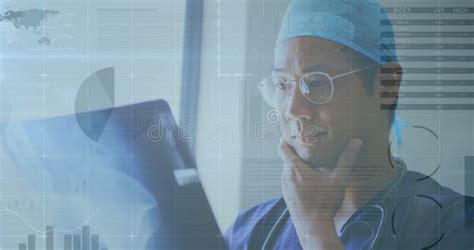 Image Of Data Processing Over Asian Male Doctor With X Ray Scan Stock Image Image Of
