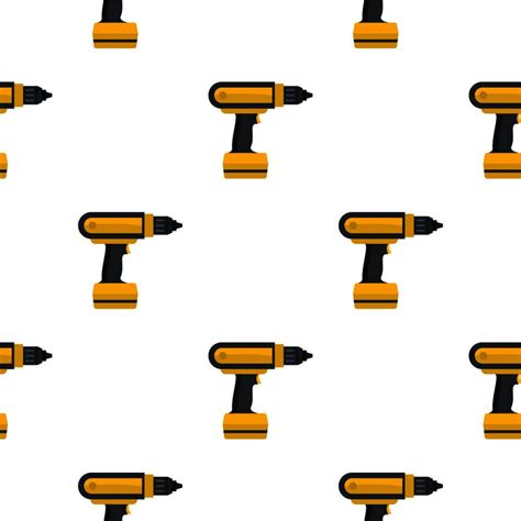 웹 벡터 일러스트 레이 션에 대 한 노란색 전기 드라이버 드릴 패턴 원활한 플랫 스타일 손 건축업자 플라스틱 배경 일러스트